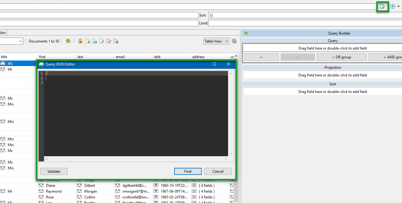 Explore MongoDB Data | Collection Tab | Studio 3T