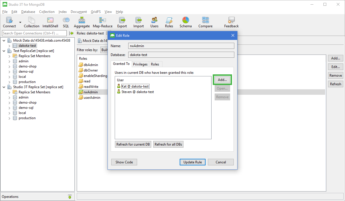 List MongoDB Users by Role, Grant Roles & More | Studio 3T