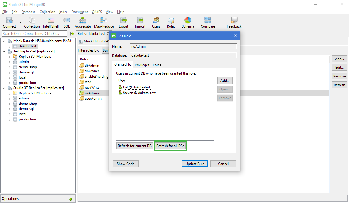 List MongoDB Users by Role, Grant Roles & More | Studio 3T