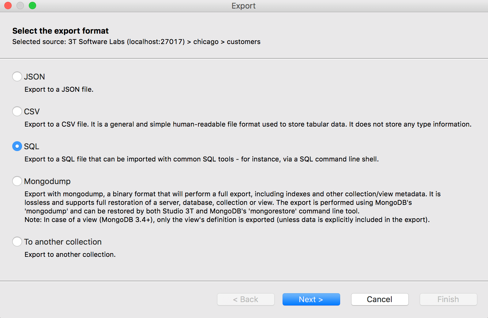 How to Export MongoDB to CSV, JSON, SQL & BSON/mongodump