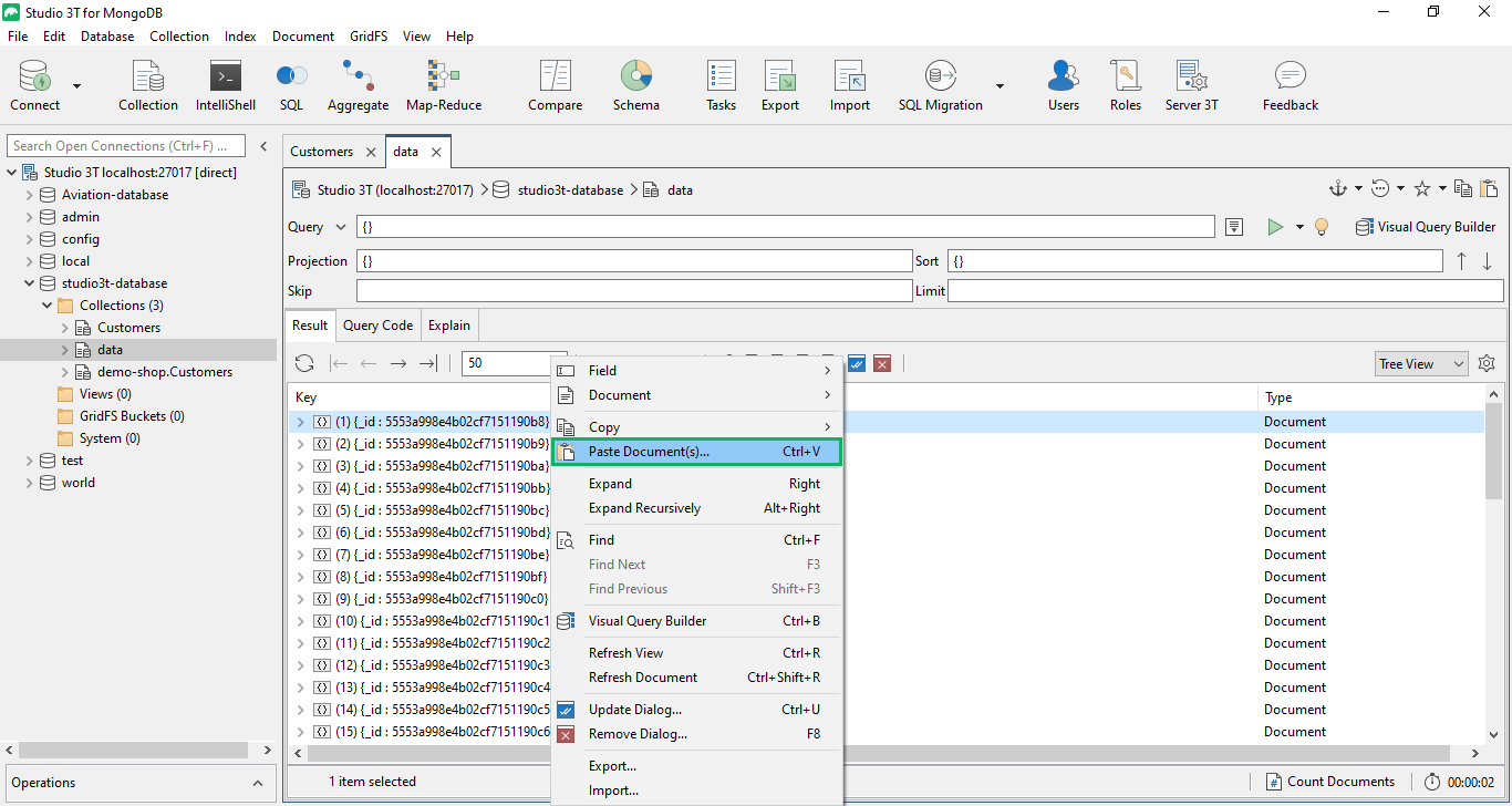 How to Copy and Paste MongoDB Documents | Studio 3T