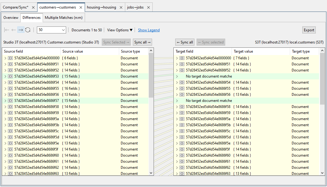 How to Compare MongoDB Collections | Studio 3T