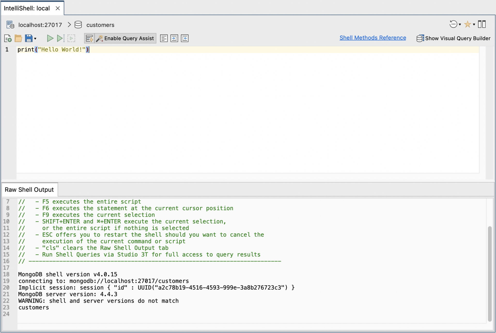 mongo Shell with Auto-Completion | IntelliShell | Studio 3T