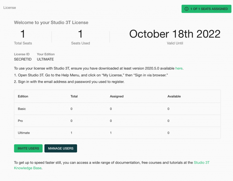 Studio 3T's License Manager | Studio 3T
