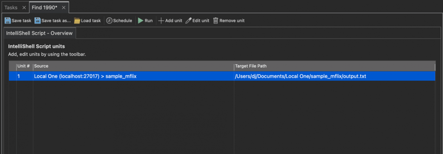 IntelliShell Script Tasks | Studio 3T