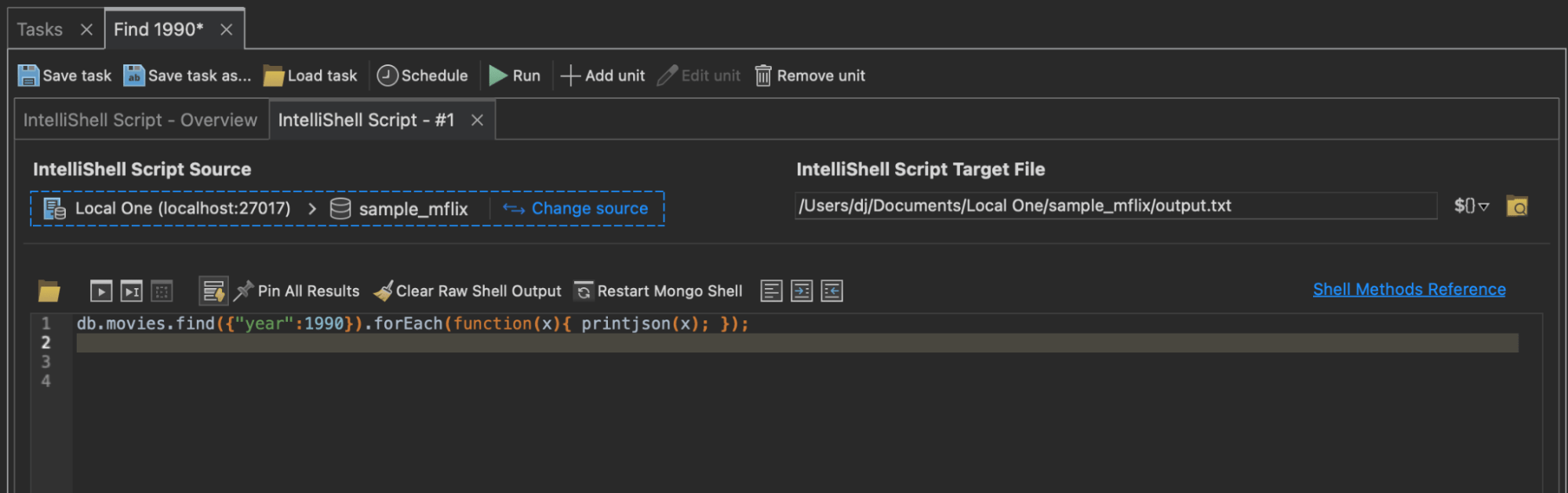 IntelliShell Script Tasks | Studio 3T