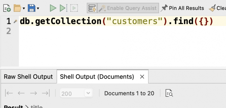 IntelliShell: Working with Query Assist off | Studio 3T