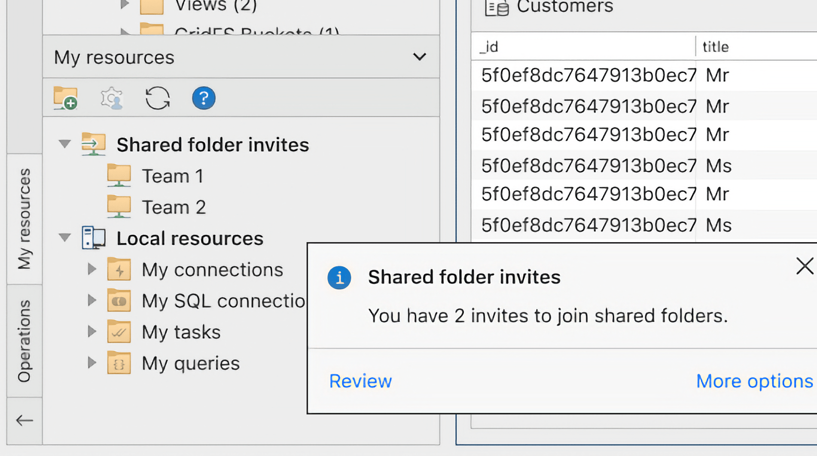 Previewing Team Sharing for Studio 3T