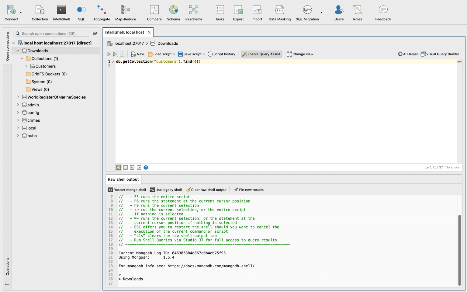 mongo Shell with Auto-Completion | IntelliShell | Studio 3T