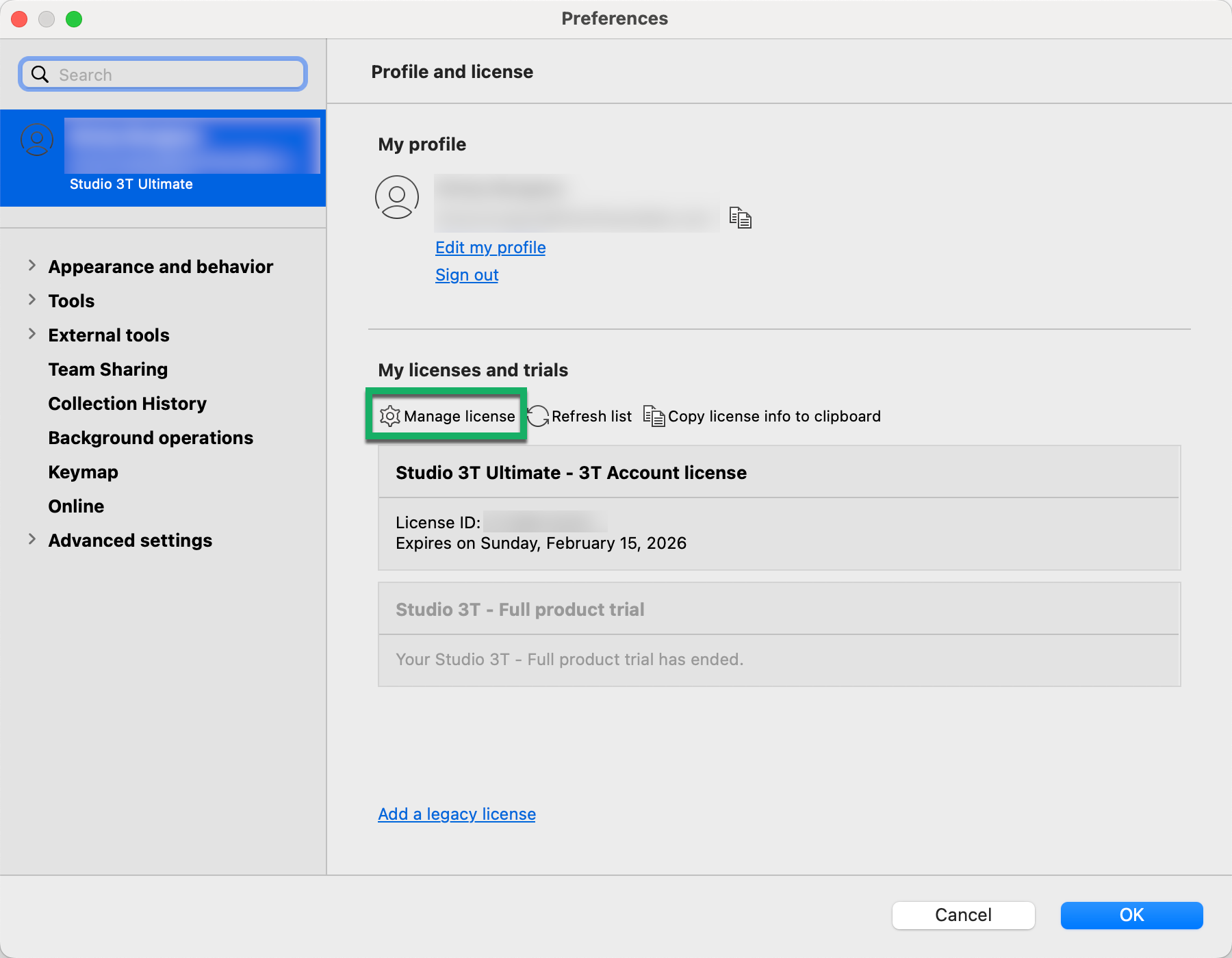 Studio 3T's License Manager | Studio 3T